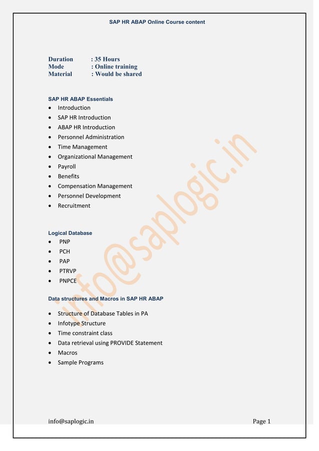 Sap hr abap_course_content | PDF | Databases | Computer Software and Applications