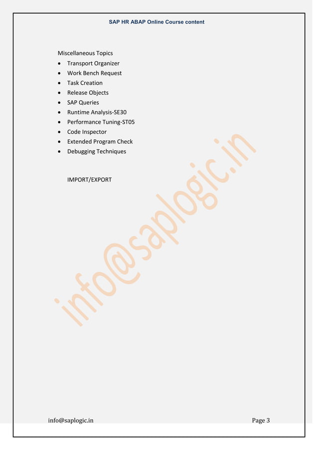 Sap hr abap_course_content | PDF | Databases | Computer Software and ...