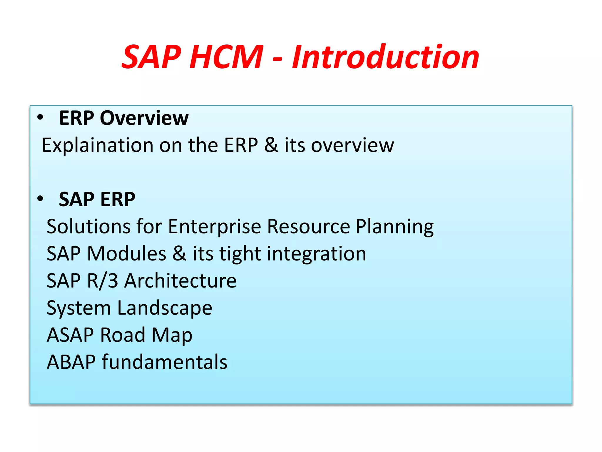 SAP HR / HCM Advance Level Training Demo | PPTX