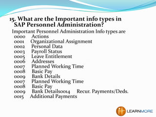 SAP HR AND HCM Interview questions | PPTX