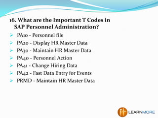 SAP HR AND HCM Interview questions | PPTX