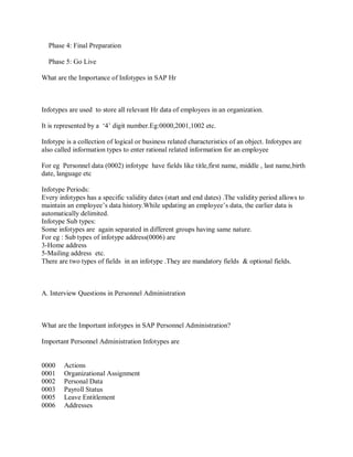 Sap HR questions | PDF