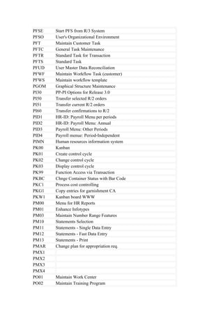 Sap hr transaction codes all | DOC