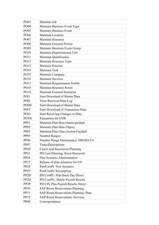 Sap hr transaction codes all | DOC