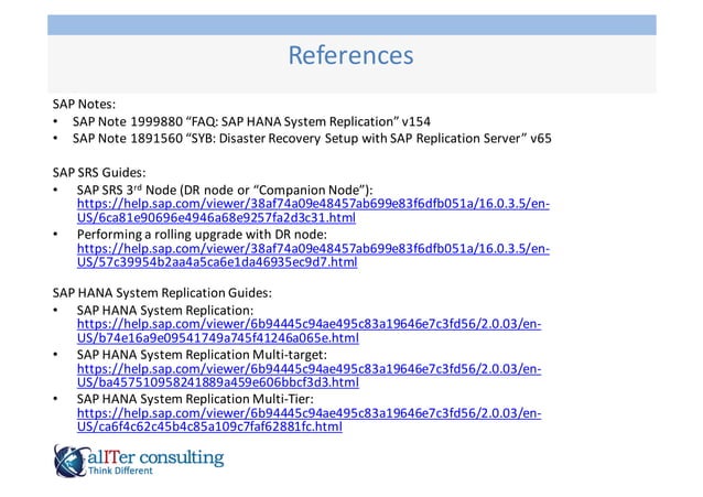 SAP HANA System Replication (HSR) versus SAP Replication Server (SRS) | PPT