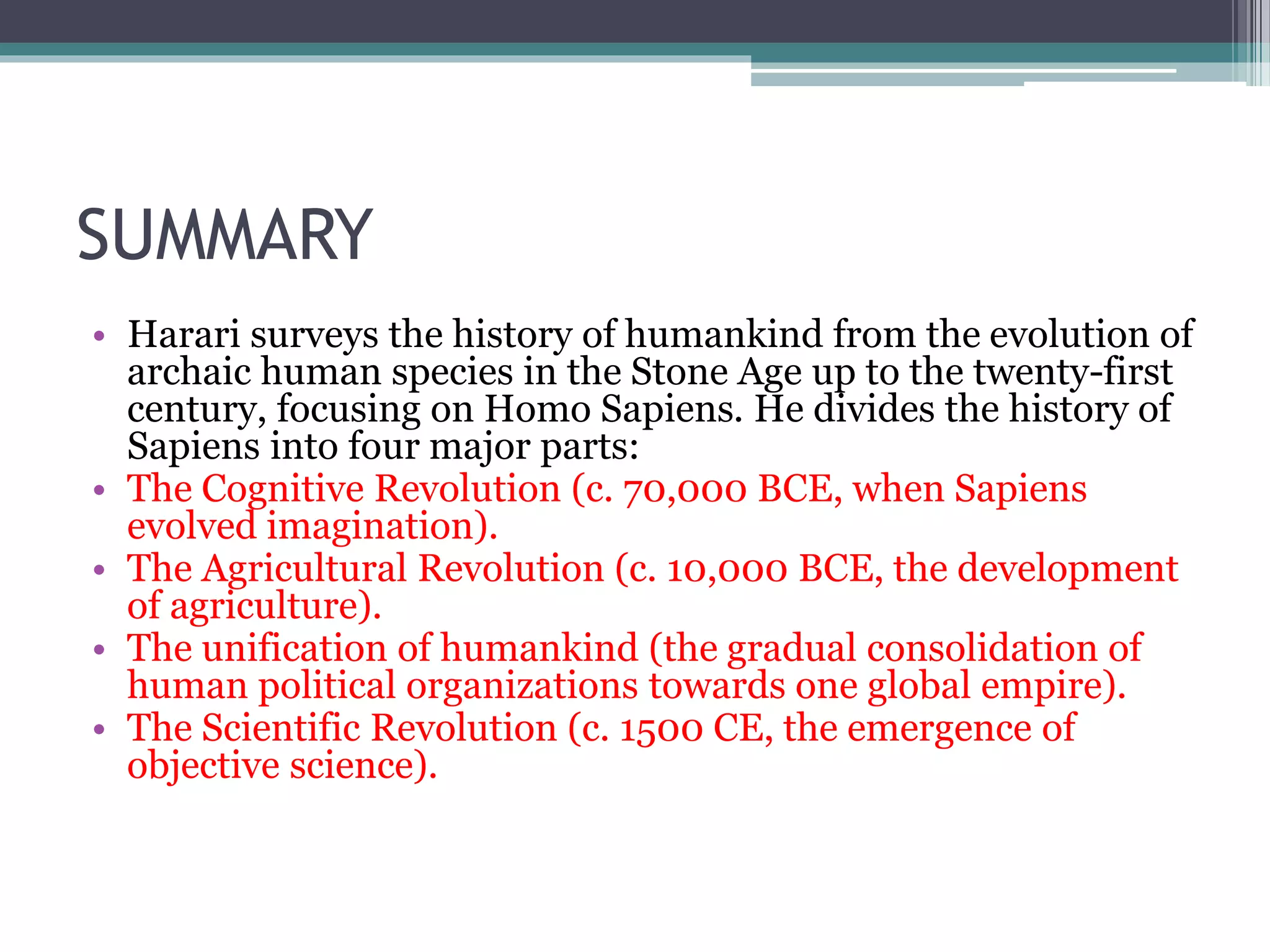 SAPIENS: A BRIEF HISTORY OF HUMANKIND | PPTX