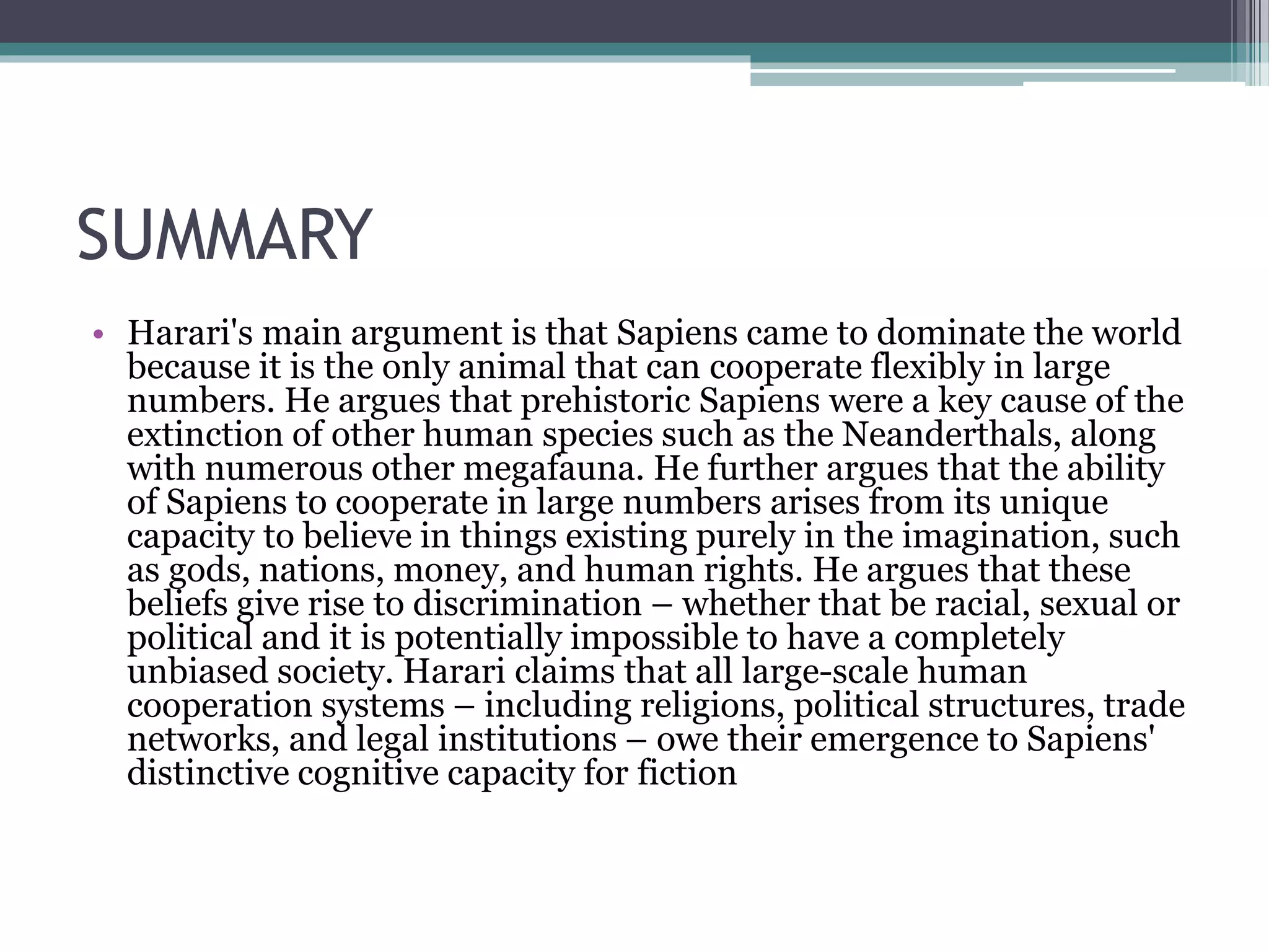 SAPIENS: A BRIEF HISTORY OF HUMANKIND | PPTX | Science