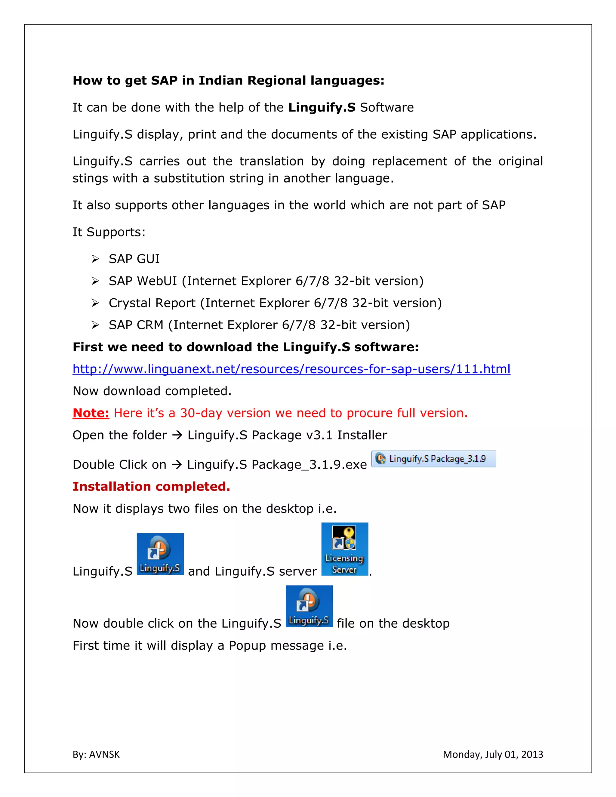 Sap in regional languages | PDF