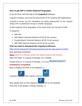 Sap in regional languages | PDF