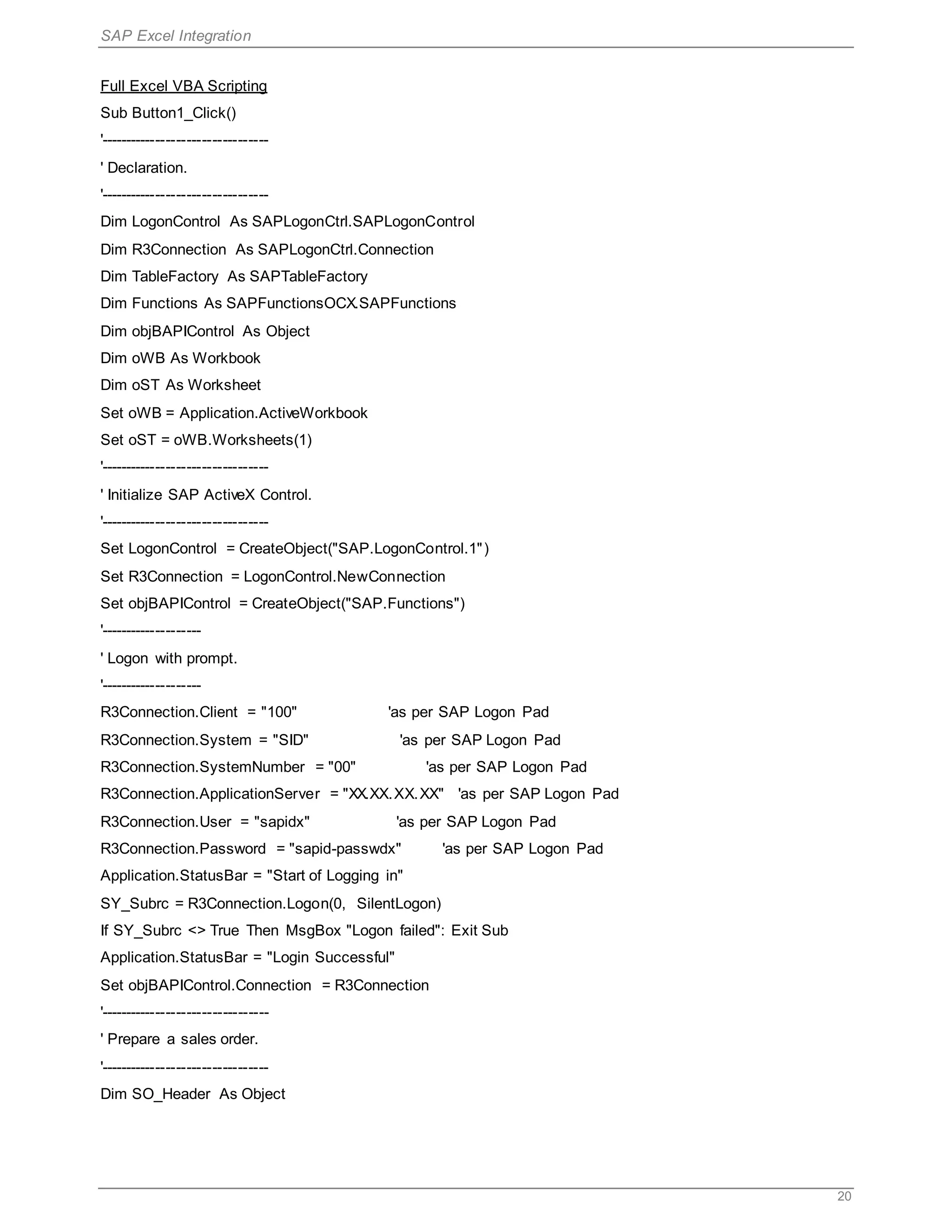 Sap Integration With Excel Advanced Guide Doc Programming