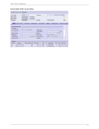 SAP Integration With Excel - Advanced Guide | DOC