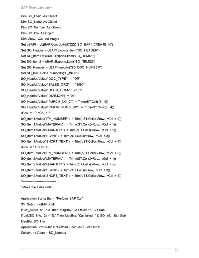 Sap Integration With Excel Advanced Guide Doc Programming