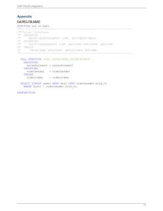 SAP Integration with Excel - Basic Guide | DOC