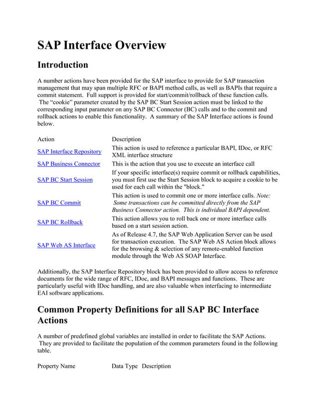 Sap interface overview | DOCX