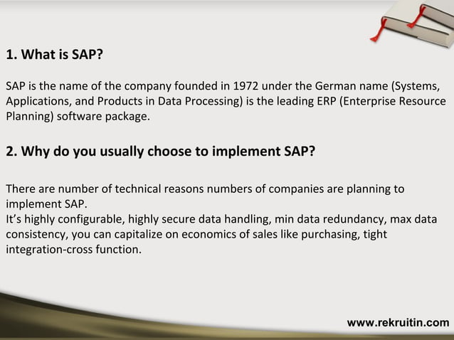Sap Interview Questions - Part 1 | PPT | Databases | Computer Software ...