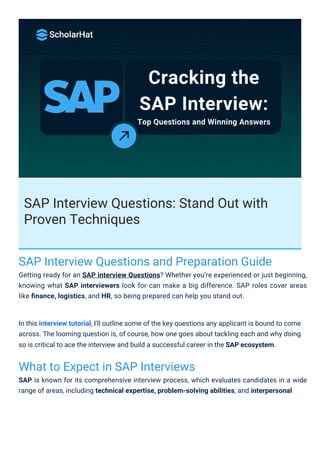 SAP Interview Questions By ScholarHat pdf | PDF