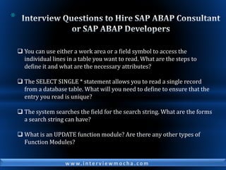 SAP Interview Questions for Experienced to Hire SAP Specialists_Part 1 ...