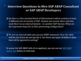 SAP Interview Questions for Experienced to Hire SAP Specialists_Part 1 | PPTX | Databases ...