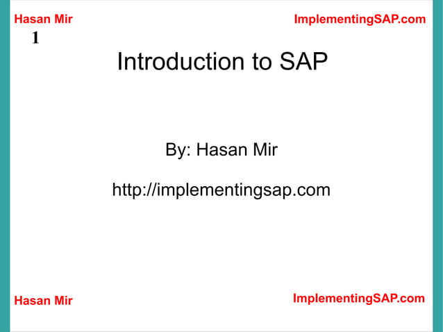 Introduction to SAP ERP | ODP | Business | Business and Finance
