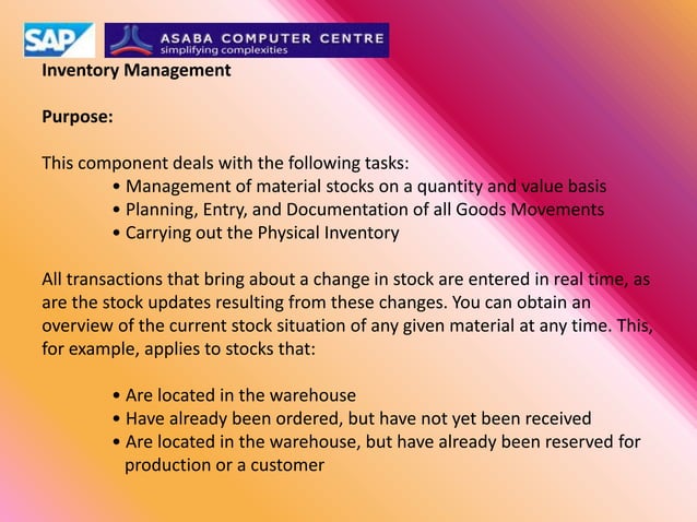 Sap inventory dmi | PPSX | Logistics | Business