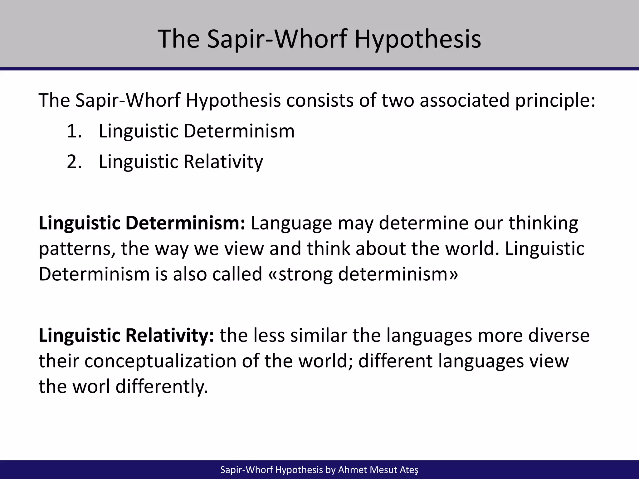 Sapir Whorf hypothesis | PPTX