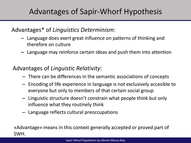 Sapir Whorf hypothesis | PPT