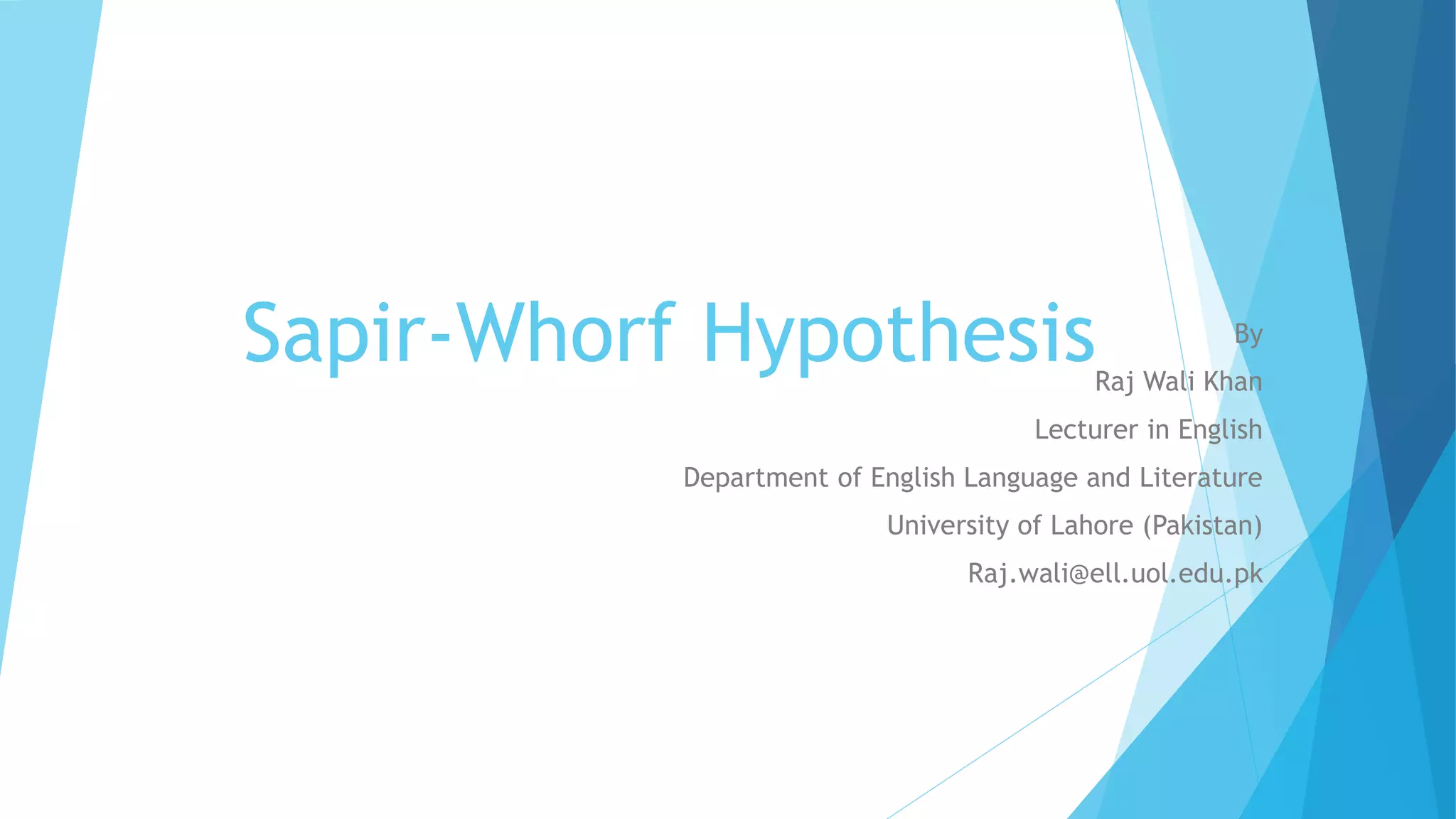Sapir whorf hypothesis | PDF