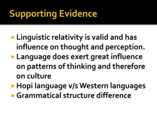 Sapir whorf hypothesis | PPTX