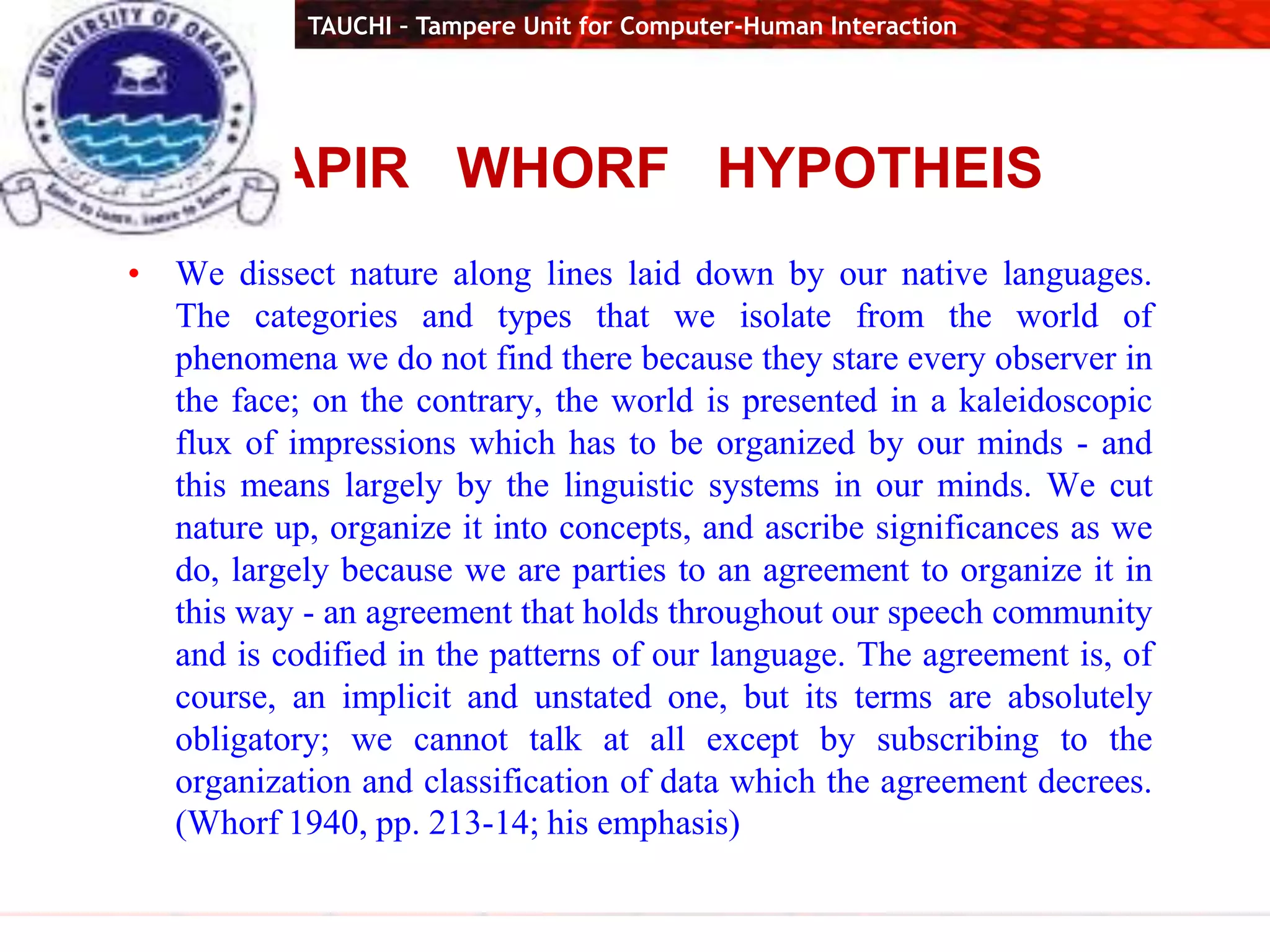 Sapir Whorf Hypothesis.ppt | Physics | Science