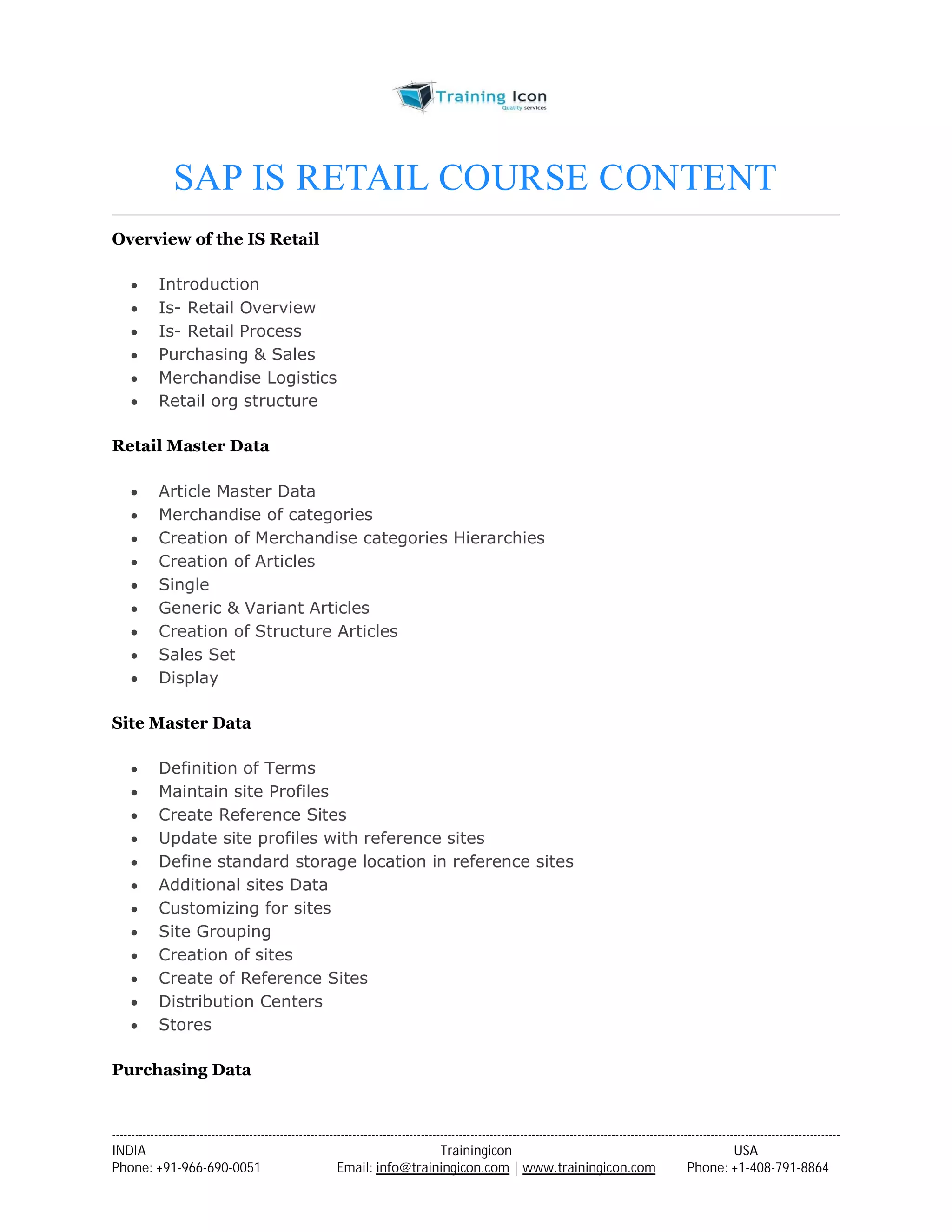 SAP IS RETAIL ONLINE TRAINING | PDF | Free Download