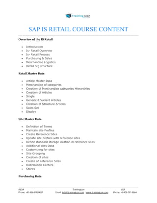 SAP IS RETAIL ONLINE TRAINING | PDF