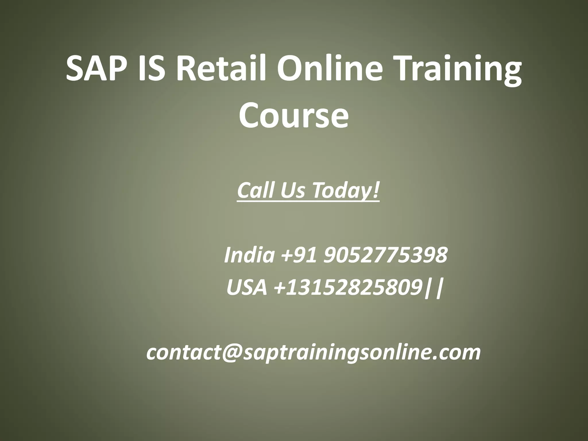 Sap is retail online training course | PPT