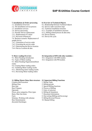 SAP ISU/CCS Course Content | PDF