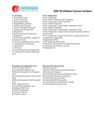 SAP ISU/CCS Course Content | PDF