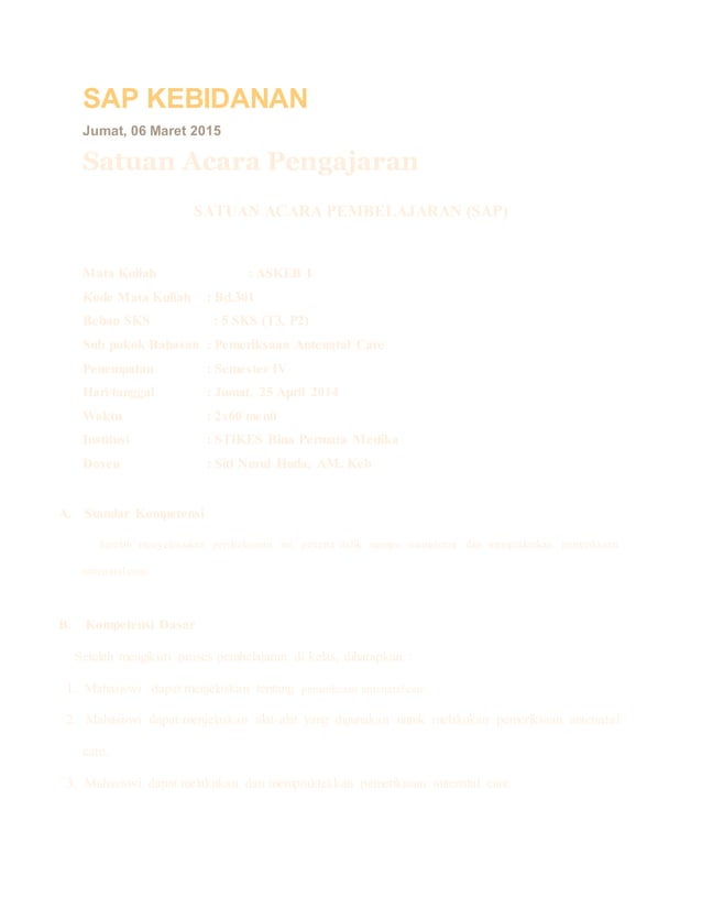 Sap kebidanan contoh | DOCX