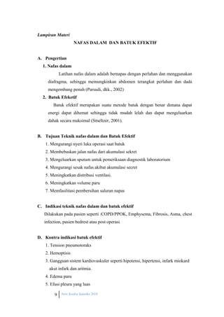 Satuan Acara Penyuluhan Nafas Dalam dan Batuk Efektif | DOC