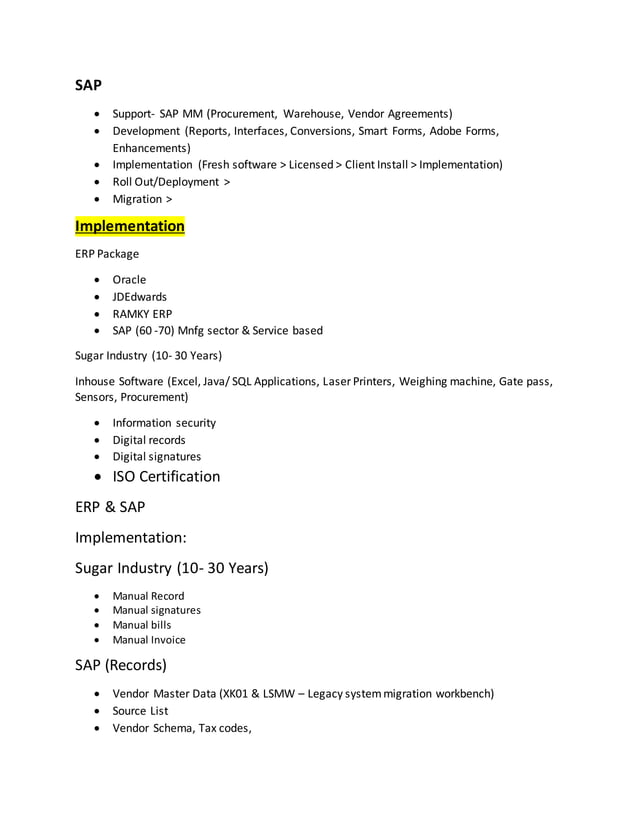 SAP KT.docx | Computing | Technology & Computing
