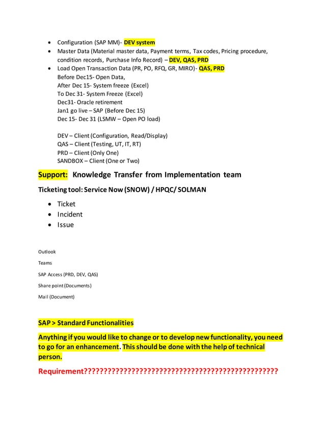 SAP KT.docx | Computing | Technology & Computing