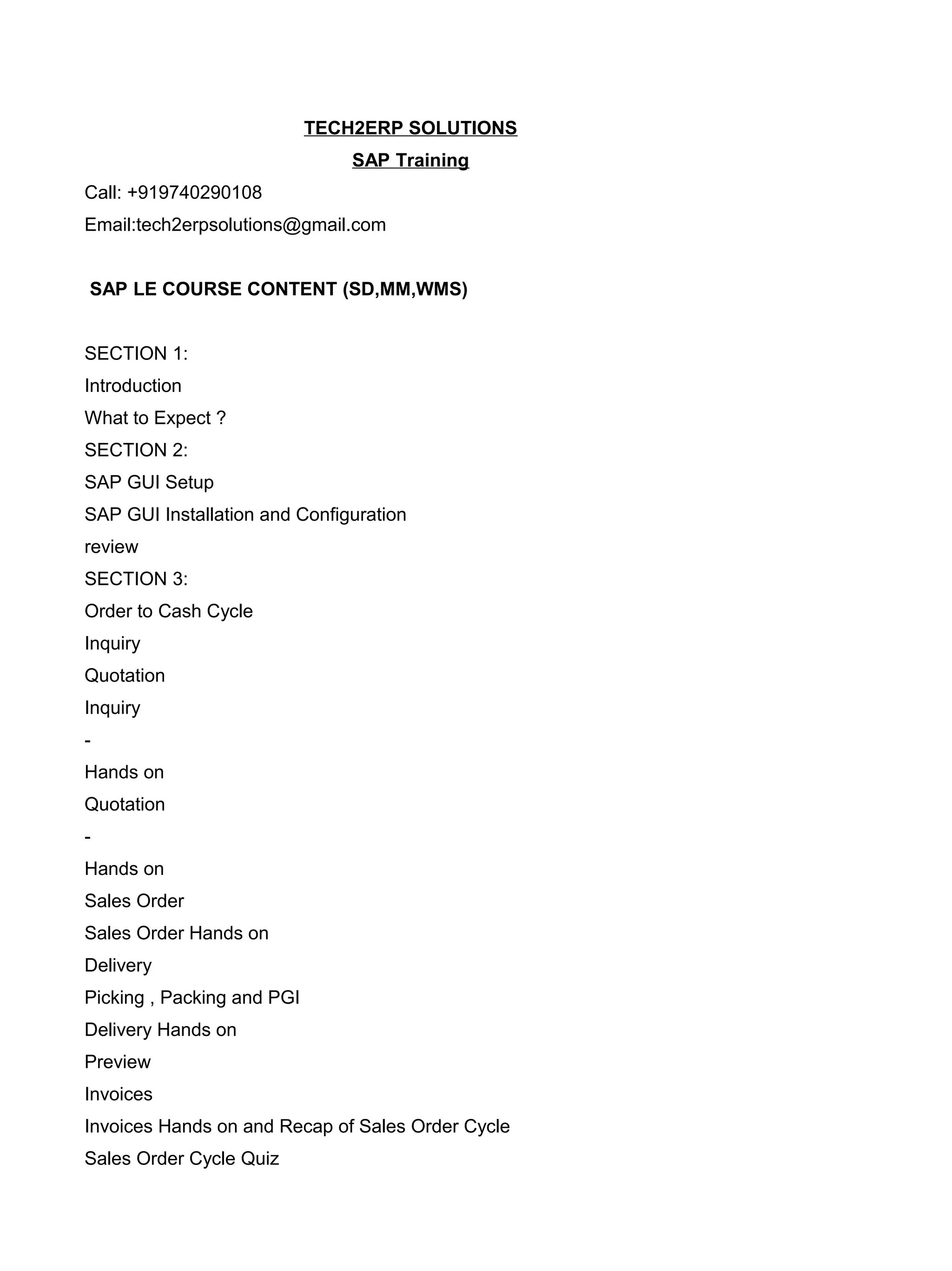 Sap le mm sd training | DOC