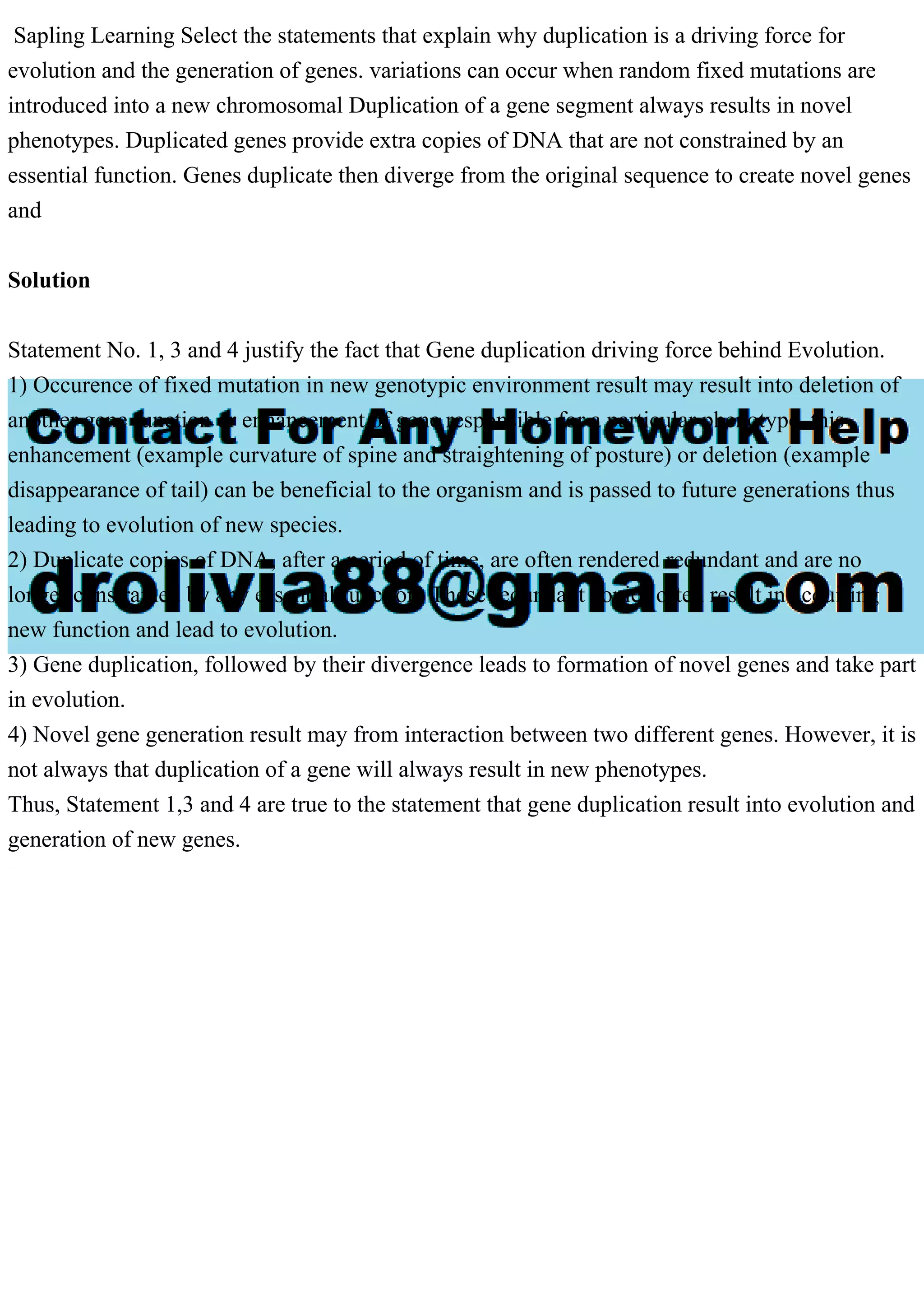 Sapling Learning Select the statements that explain why duplication i.pdf