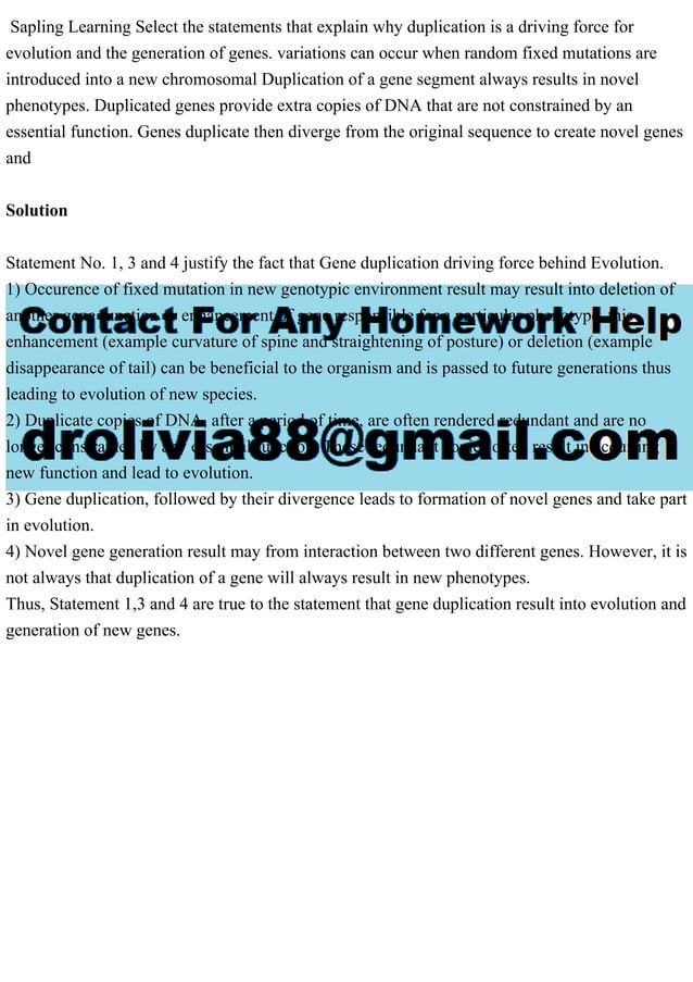 Sapling Learning Select the statements that explain why duplication i.pdf