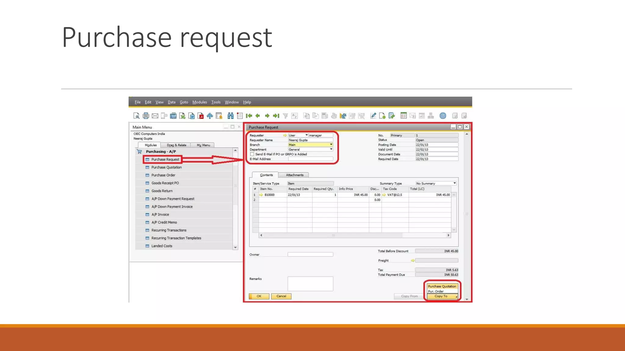 Sap business one purchase process | PPTX