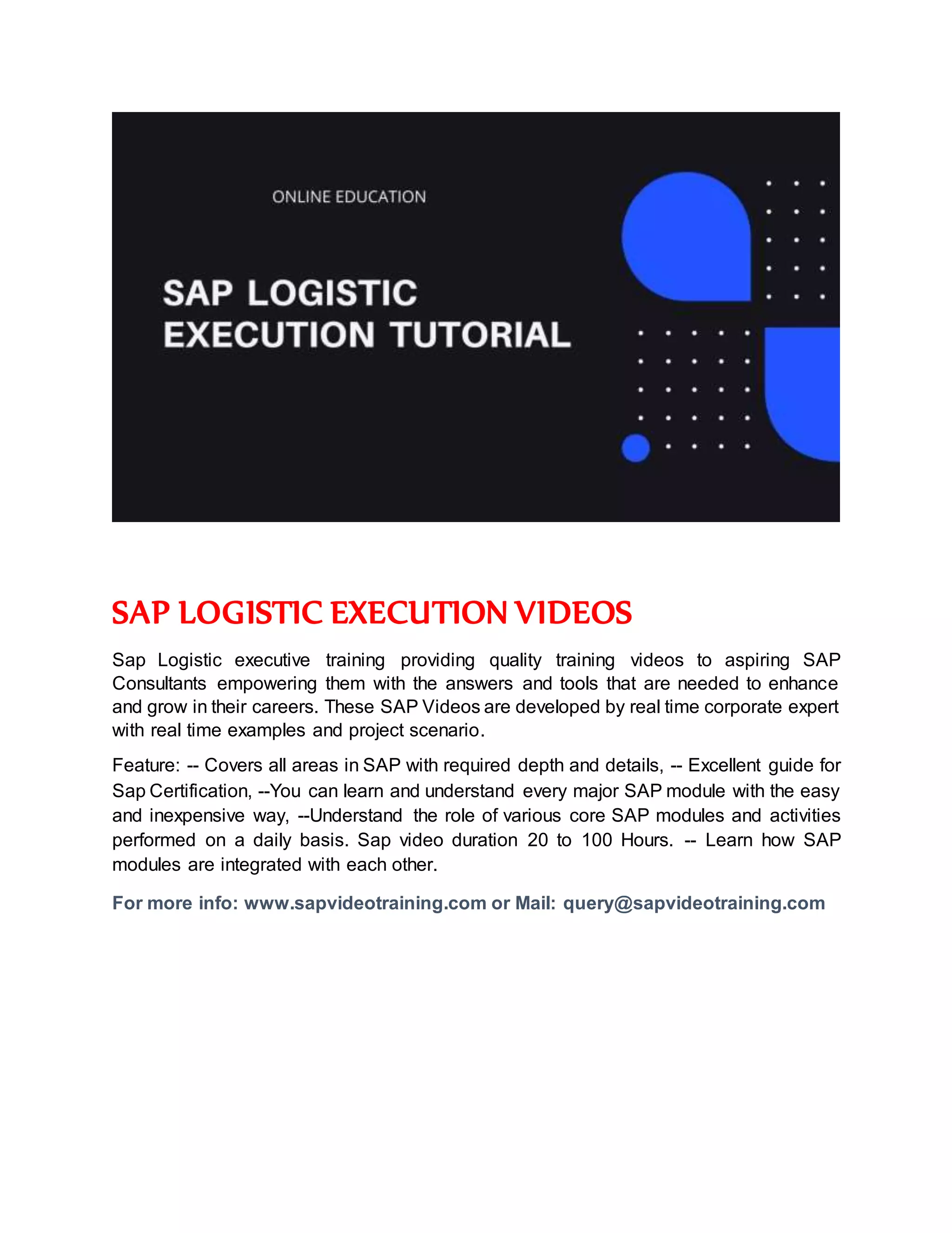 SAP LOGISTIC EXECUTION | PDF
