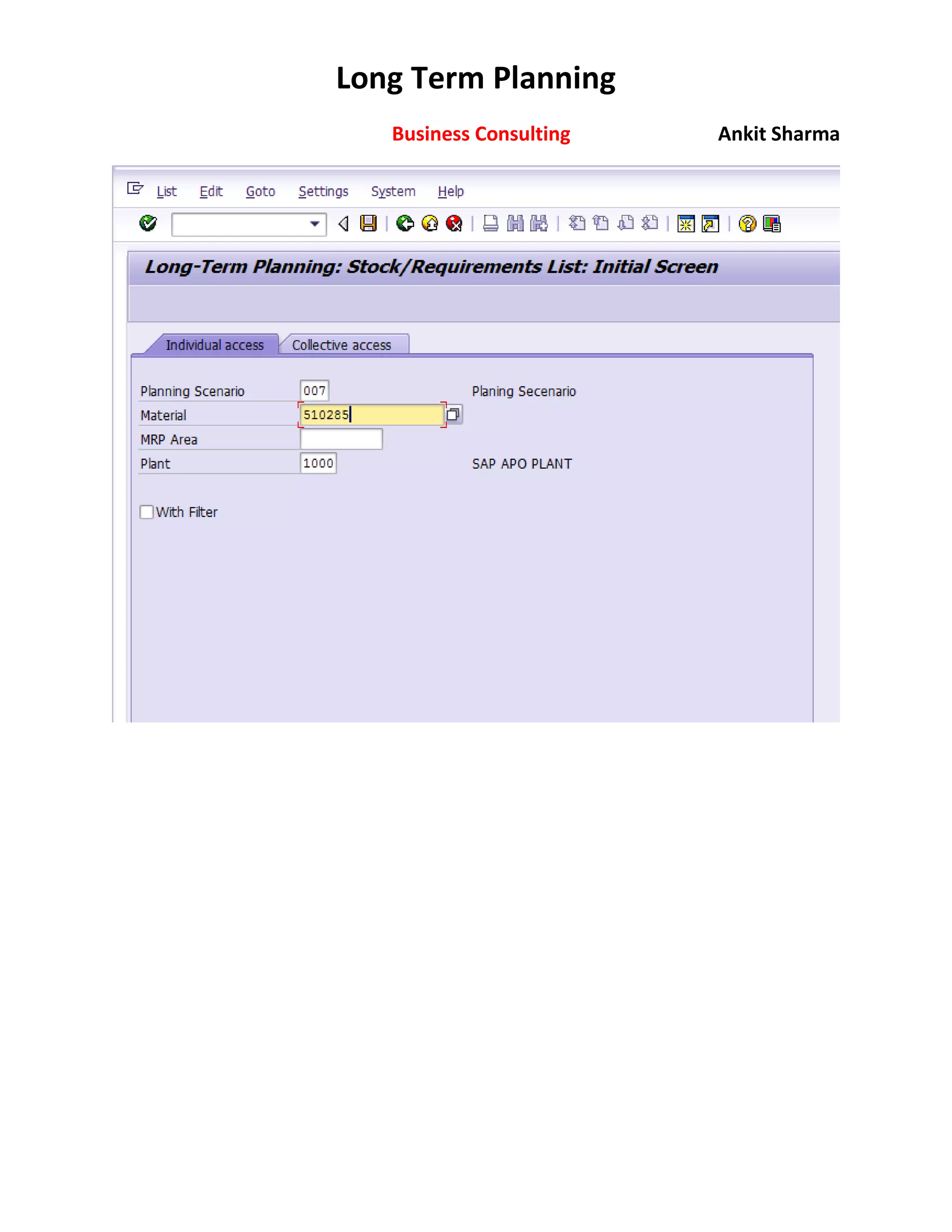SAP Long Term PLANNING | PDF