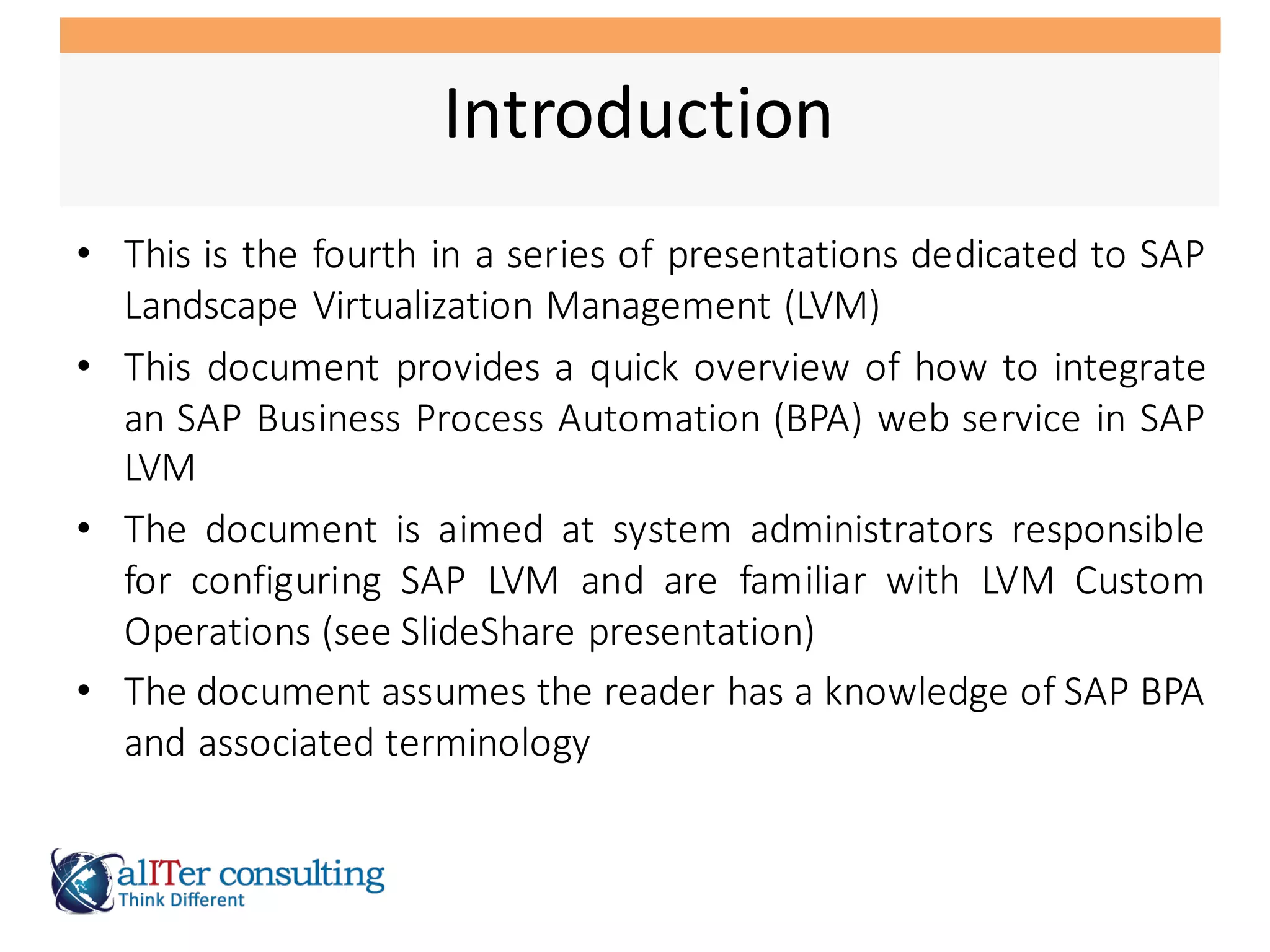 SAP LVM Integration with SAP BPA | PDF