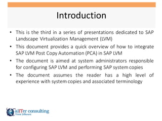 SAP LVM Post Copy Automation Integration | PPT