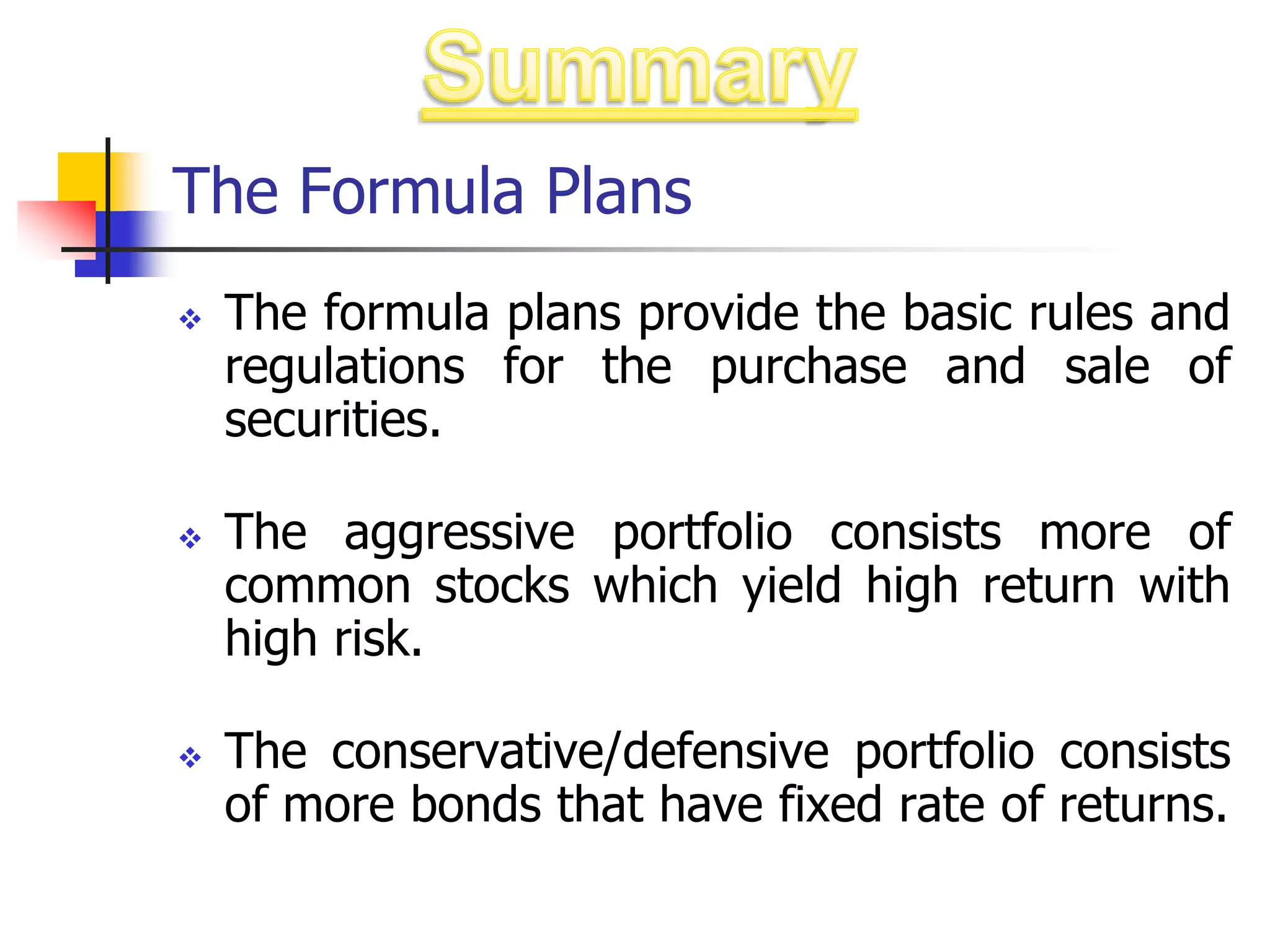 Formula Plan in Securities Analysis and Port folio Management | PPTX