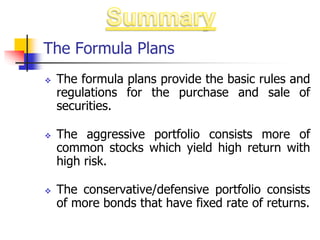 Formula Plan in Securities Analysis and Port folio Management | PPTX
