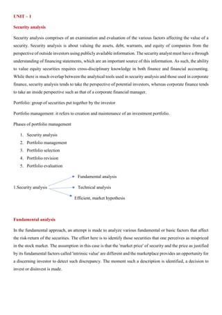 Security Analysis and Portfolio Management | PDF
