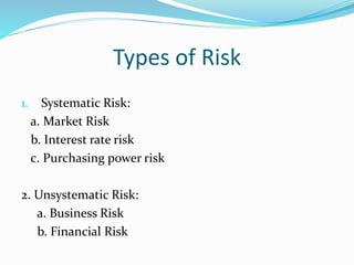 Security Analysis and Portfolio Management - Investment-and_Risk | PPTX